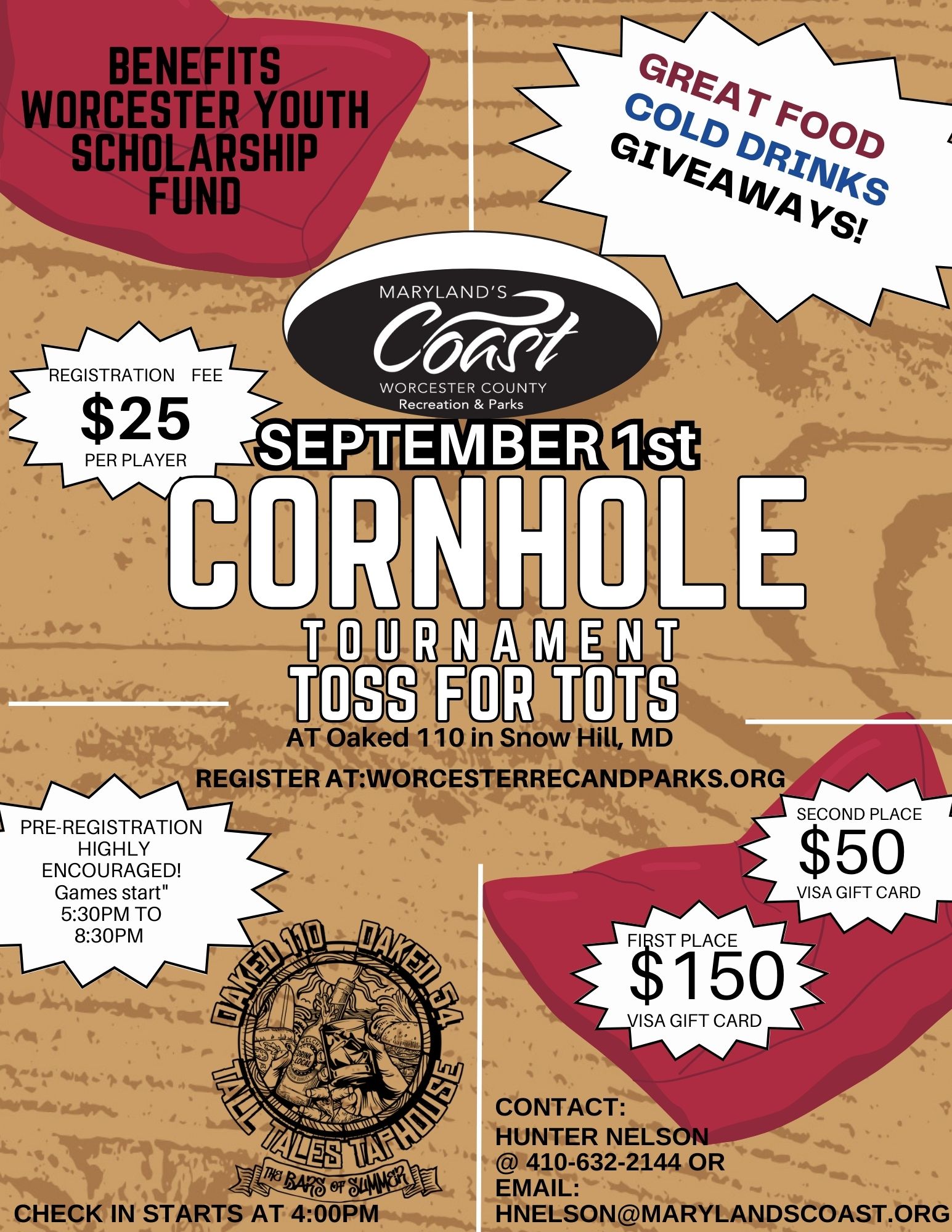 Toss For Tots Cornhole Tournament - Oaked 110 Snow Hill | 96.5 &101.5 ...